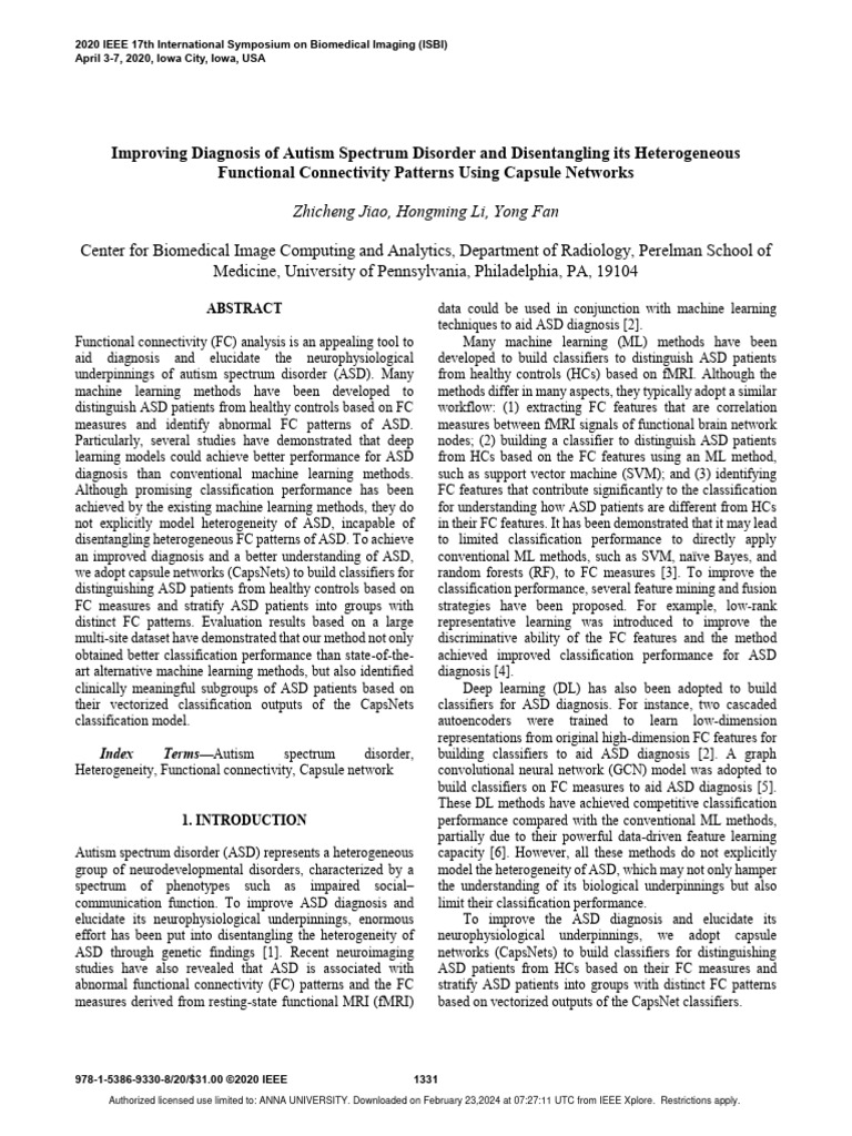 Improving Diagnosis of Autism Spectrum Disorder and Disentangling Its ... Improving Diagnosis of Autism Spectrum Disorder and Disentangling Its ...