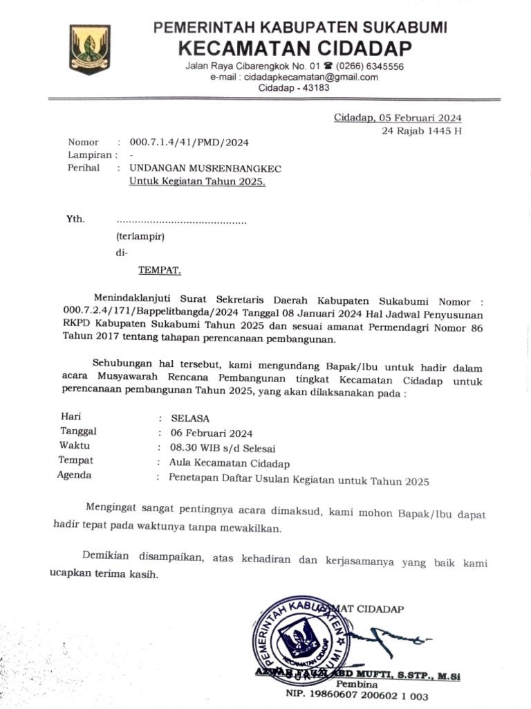 Undangan Musrenbang | PDF