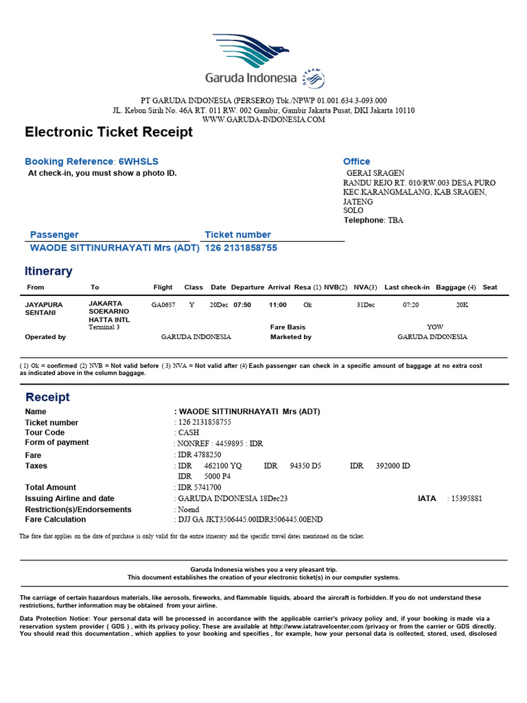 Your Electronic Ticket WAODE | PDF | Dangerous Goods | Aviation