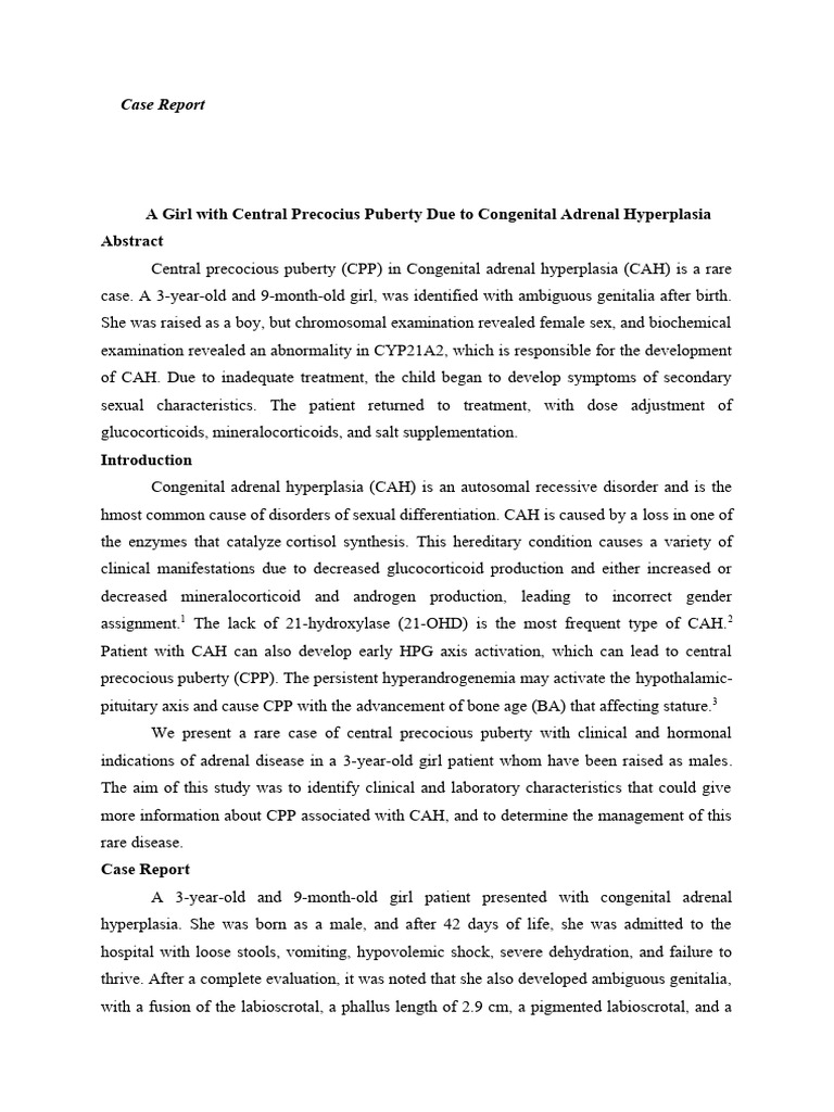 Case Report CAH | PDF | Adrenal Gland | Sex