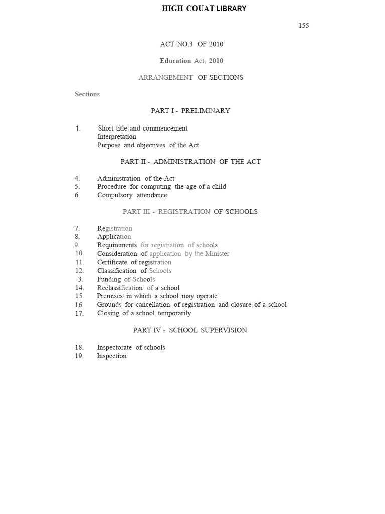 Lesotho Education Act 2010 Overview | PDF | Schools | Teachers