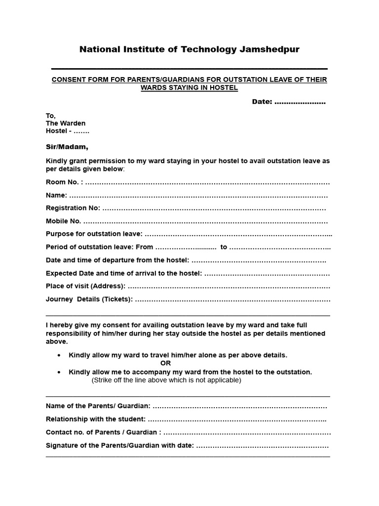 Outstation Parent Consent Form | PDF