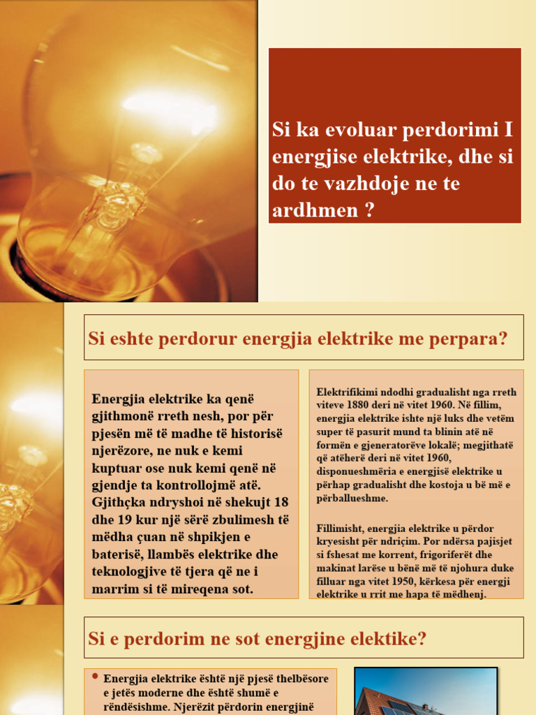 Si Ka Evoluar Perdorimi I Energjise Elektrike, Meli | PDF