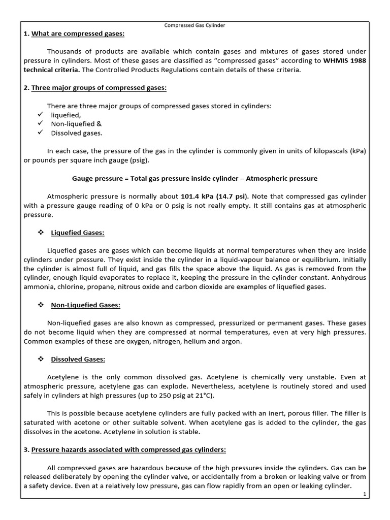 Compressed Gas Cylinder | PDF | Gases | Valve