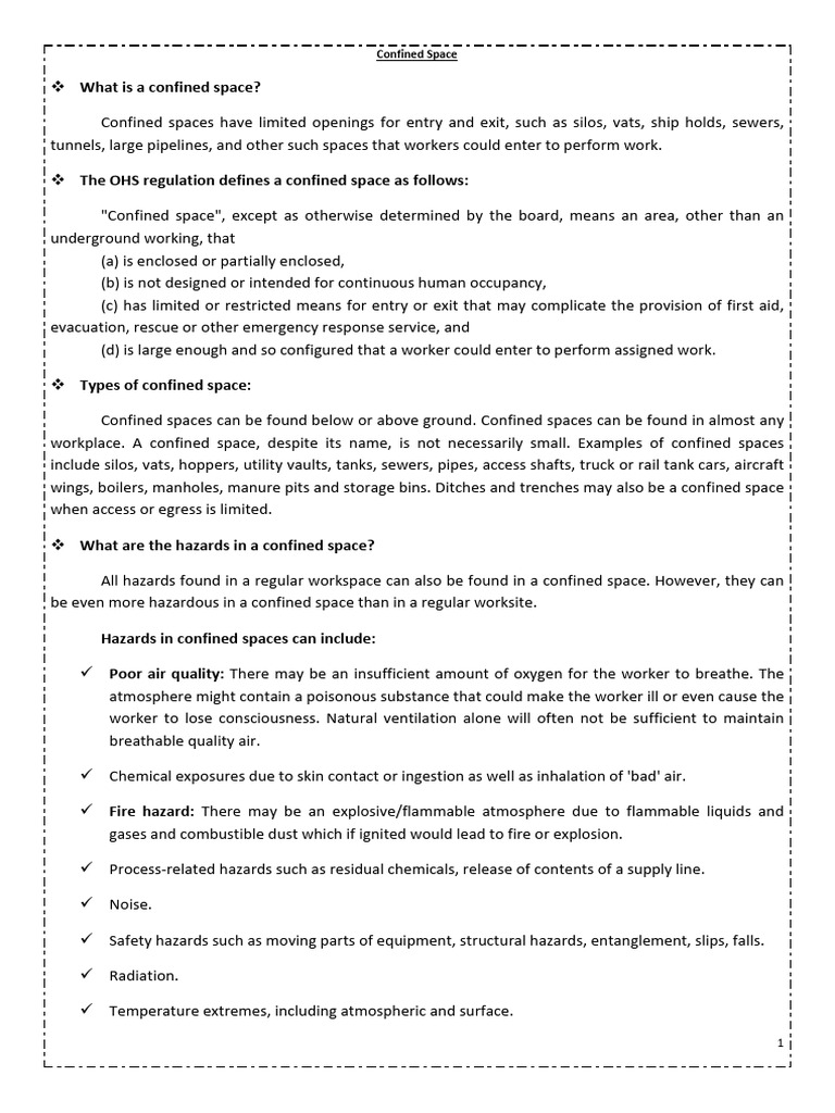 Confined Space Part1 | PDF | Safety | Occupational Safety And Health
