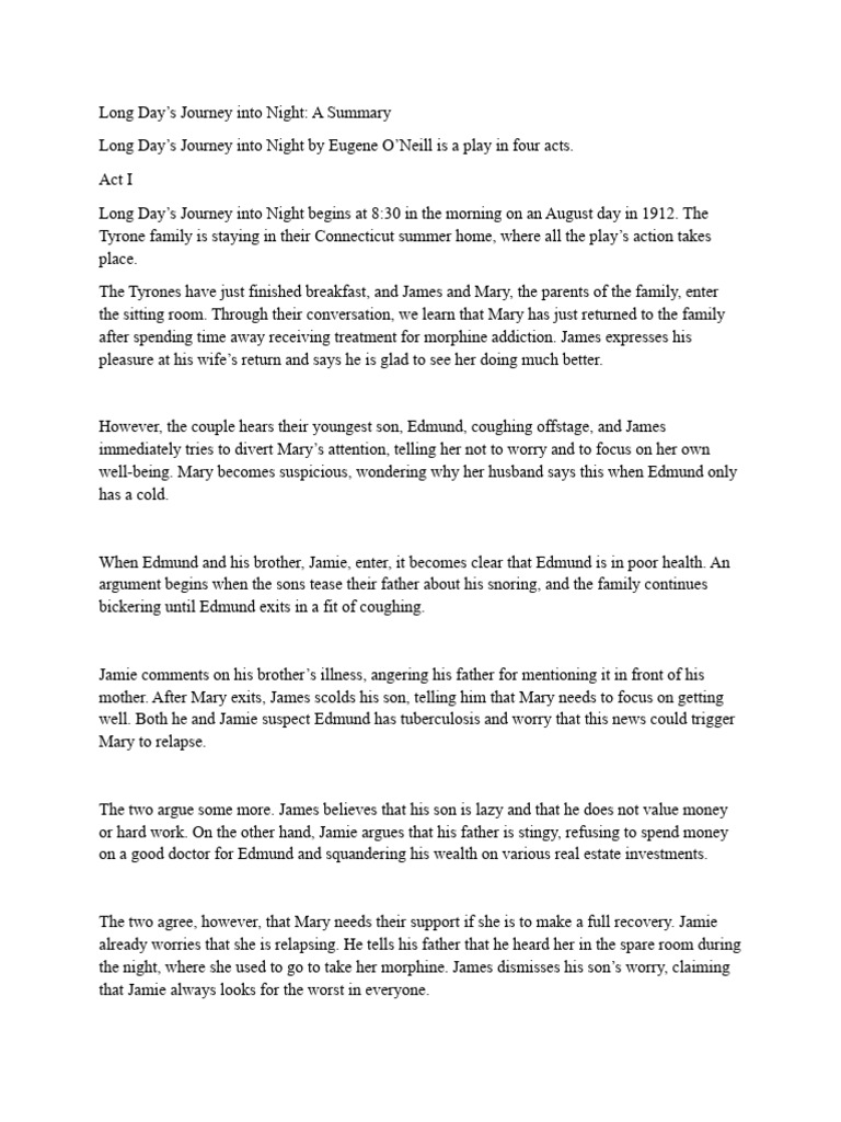 Long Day's Journey Into Night - Summary | PDF