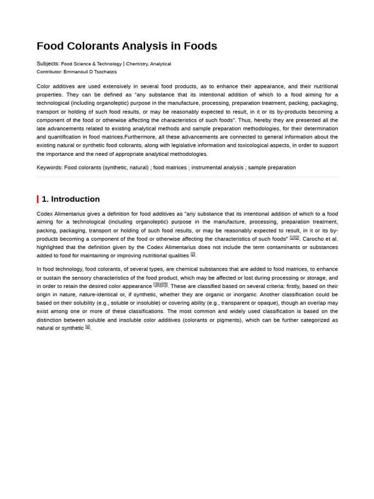 Food Colorants Analysis in Foods 5 | PDF | Liquid Chromatography–Mass ...