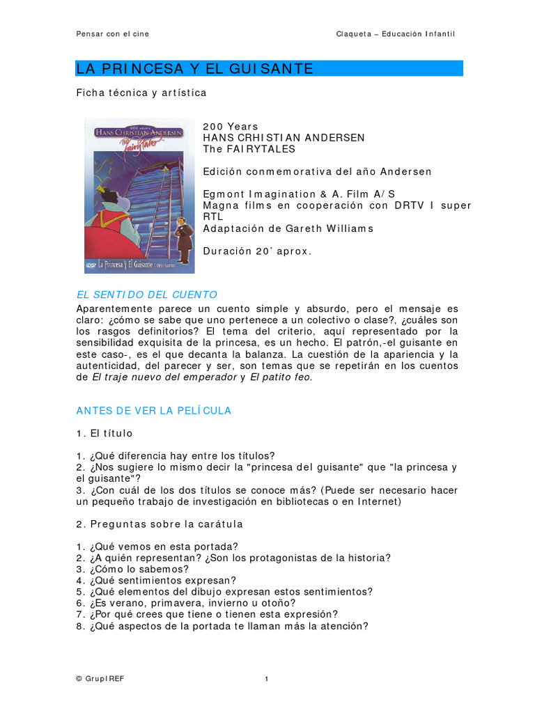 Actividades sobre "La Princesa y el Guisante" | PDF | Verdad | Ira