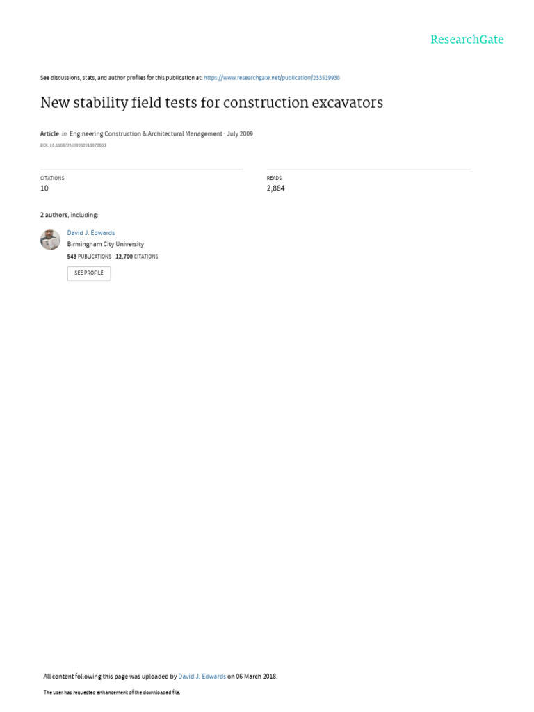Stability Tests for Mini-Excavators | PDF | Risk | Simulation