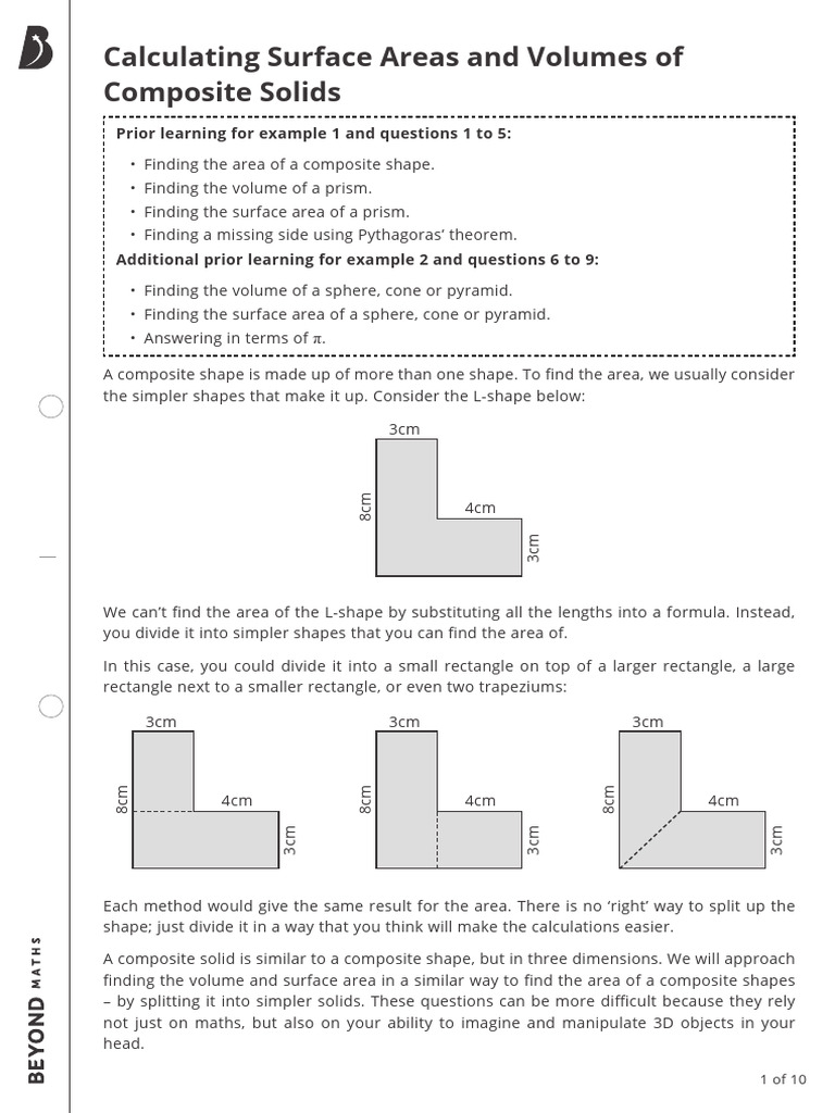 Calculating-Surface-Areas-and-Volumes-of-Composite-Solids-Print | PDF ...