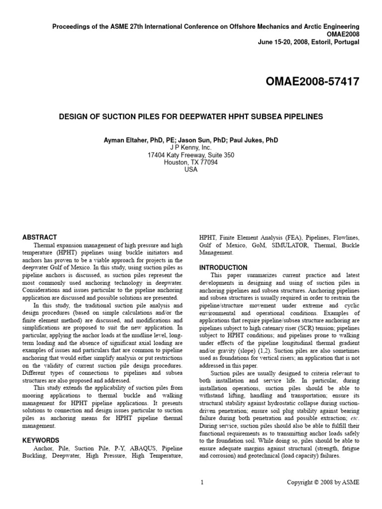 Suction Pile DESIGN | PDF | Deep Foundation | Bending