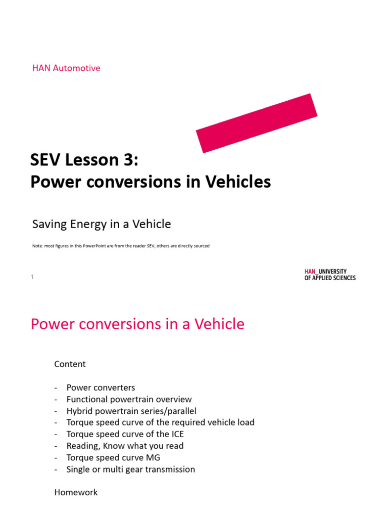 Lesson 3 - Power Conversions in A Vehicle | PDF | Hybrid Vehicle | Vehicles