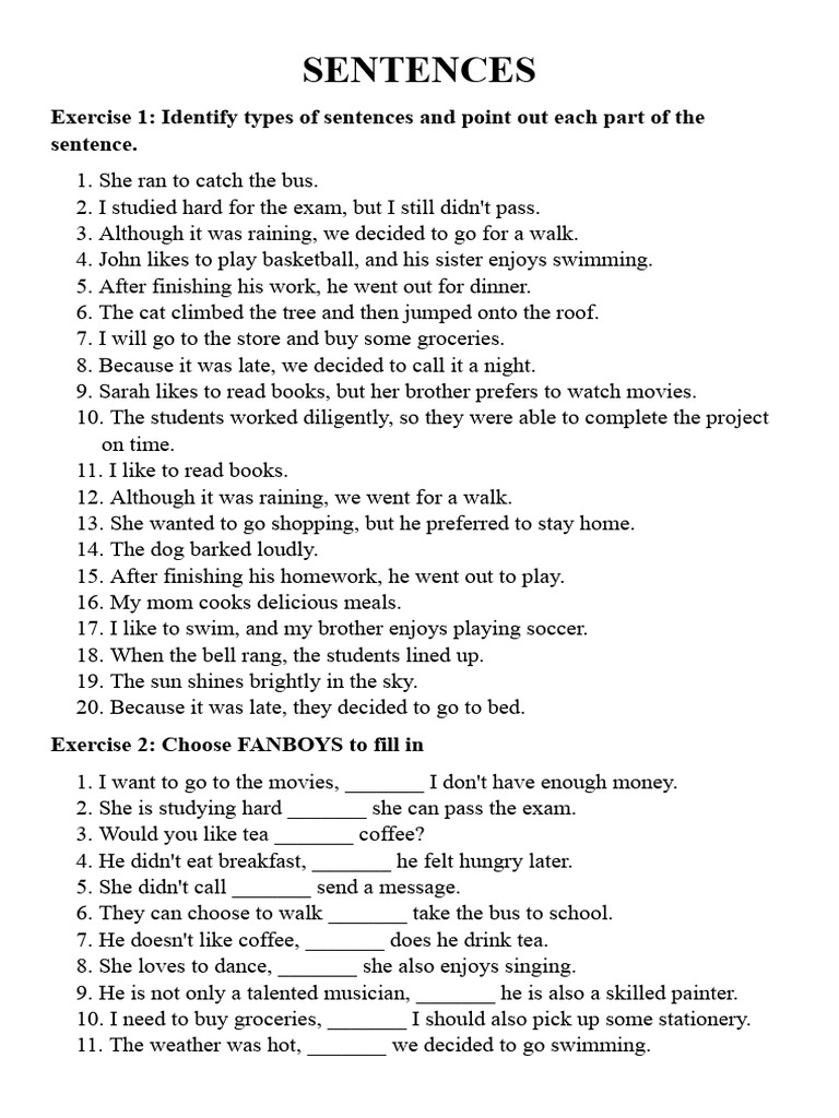 SENTENCES | PDF | Food And Drink