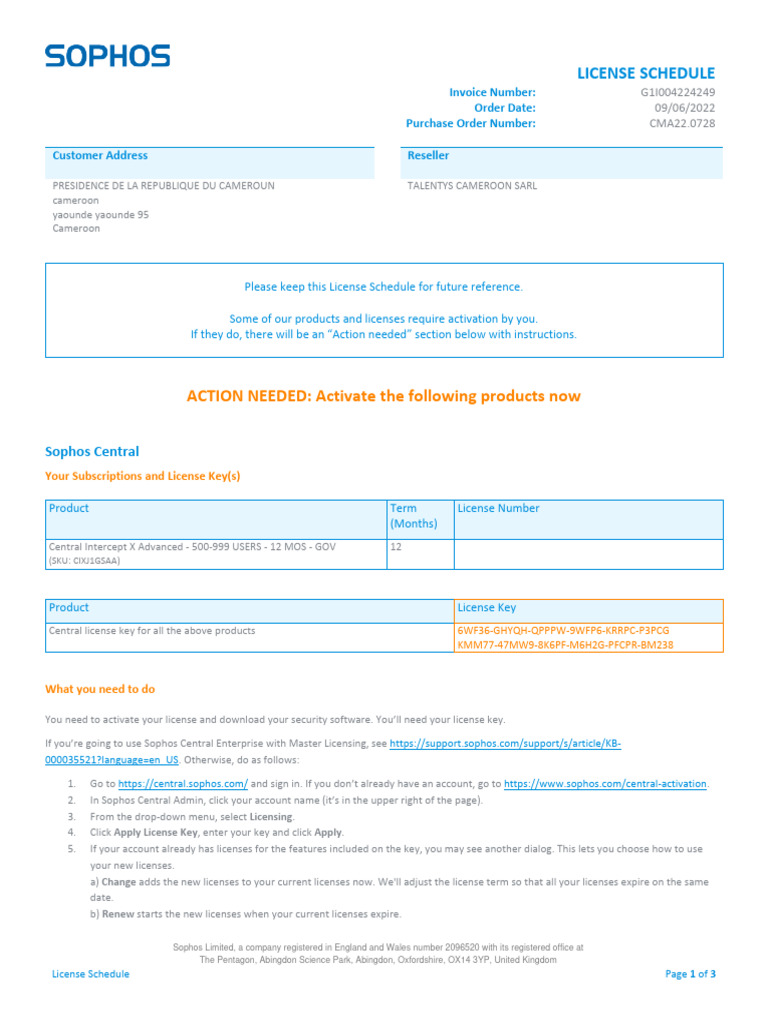 ELicense - CMA22 0728 - TALENTYS CAMEROON SARL | PDF | Computing | Business