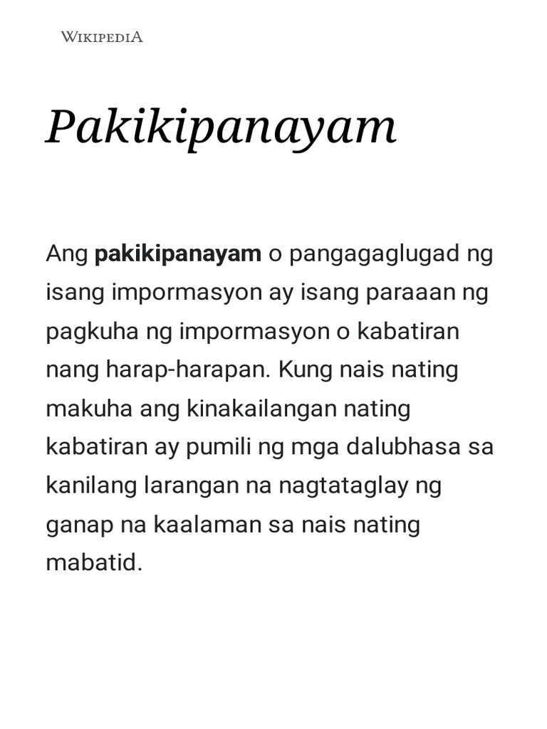 Pakikipanayam - Wikipedia, Ang Malayang Ensiklopedya | PDF