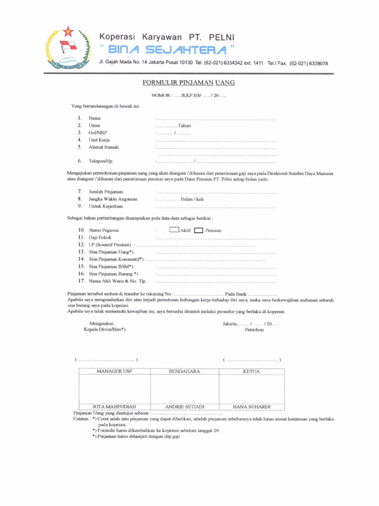 Form Pinjaman Uang | PDF