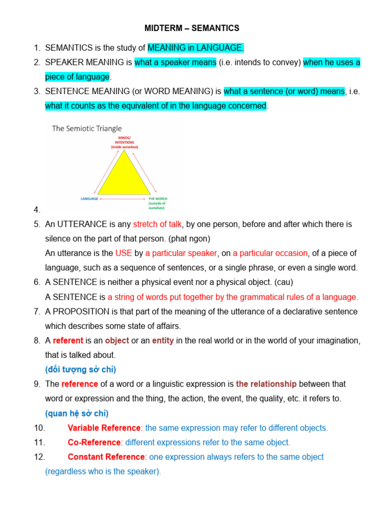 MIDTERM Semantics | PDF | Word | Sentence (Linguistics)