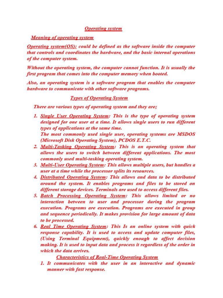 Operating System Pdf Operating System Computer Program