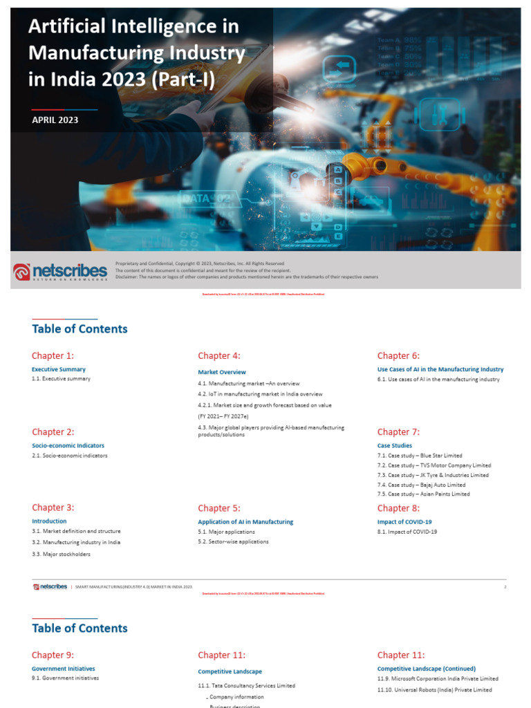 Artificial Intelligence in Manufacturing Industry in India 2023 Part-I | PDF | Artificial ...
