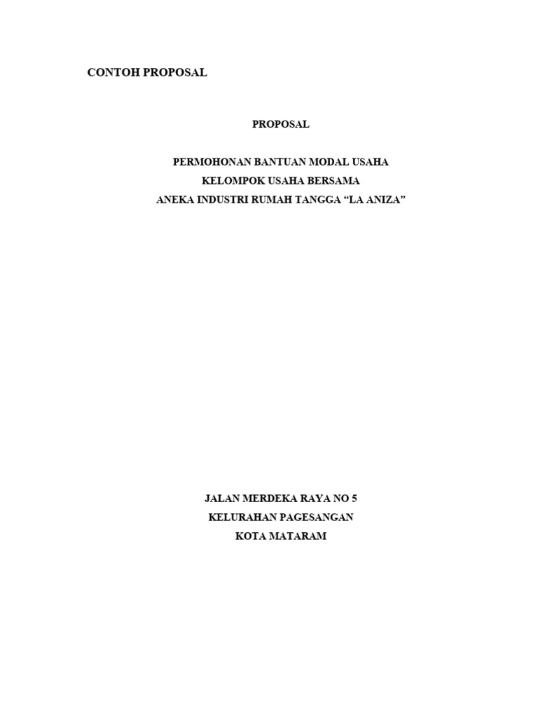 CONTOH Proposal Alat Masak | PDF