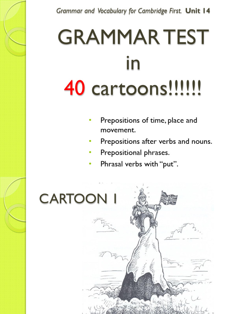 Prepositions Test in 40 Cartoons | PDF