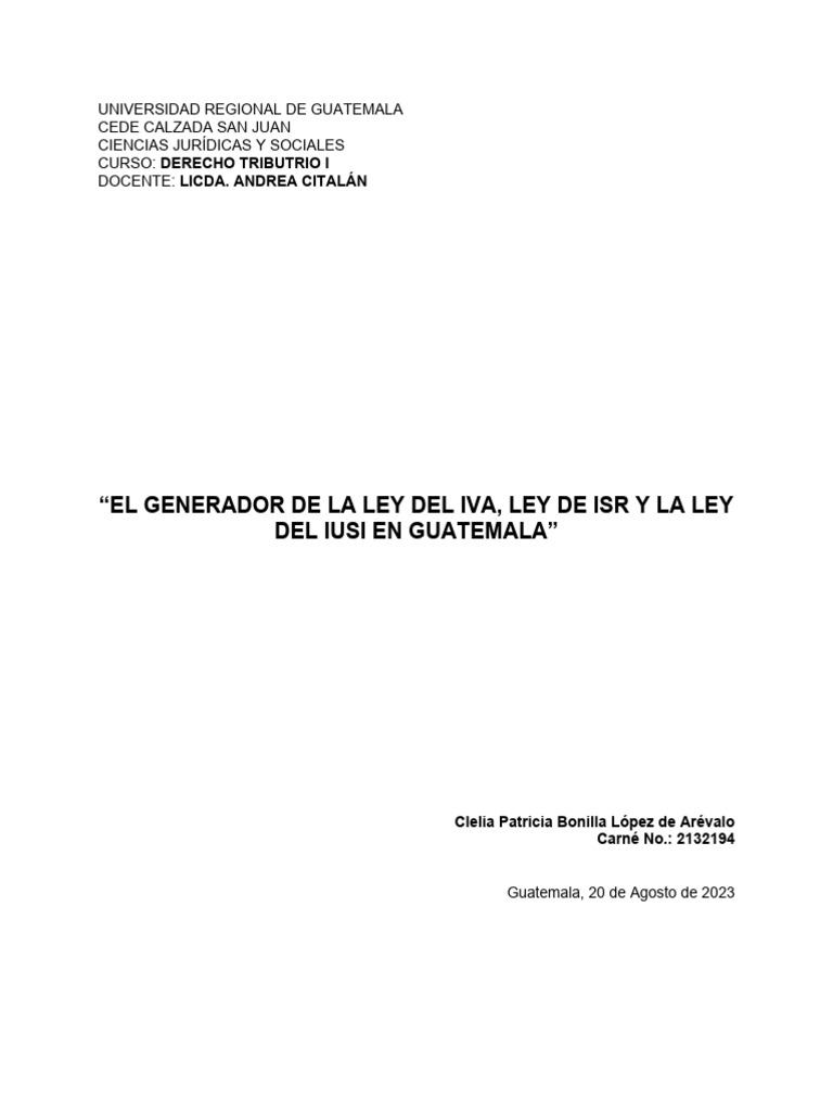 Hecho Generador | PDF | Impuestos | Guatemala