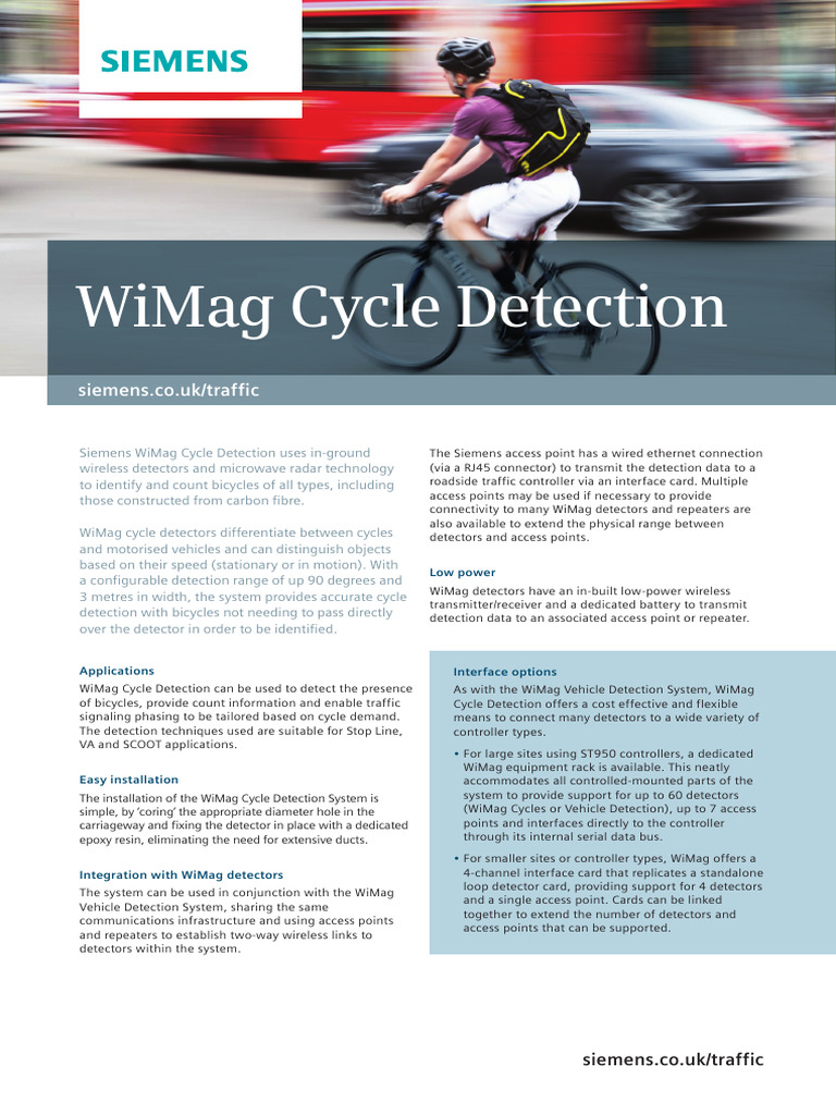 WiMag Bicycle Detection Brochure | PDF | Wireless Access Point | Power ...