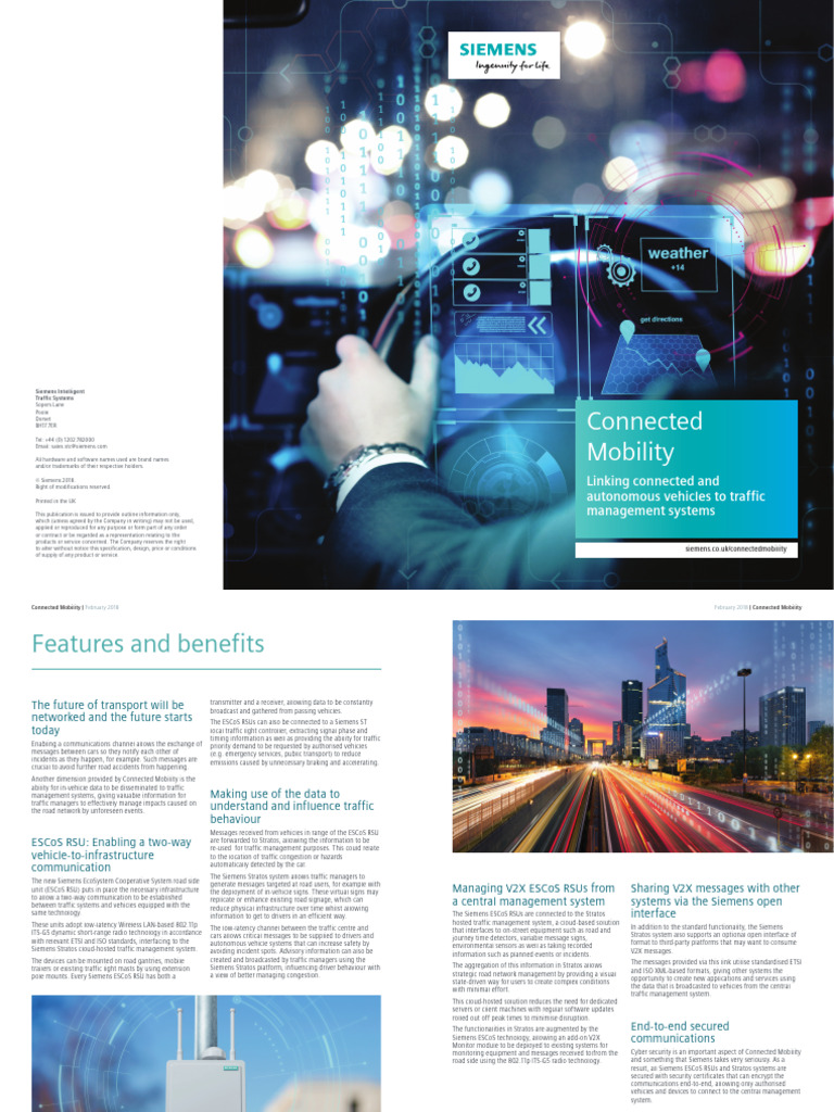 Siemens Connected Mobility Brochure | PDF | Traffic | Ieee 802.11