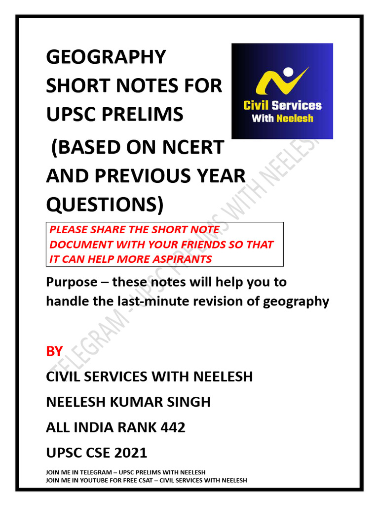 Geography Short Notes Final - Compressed | PDF