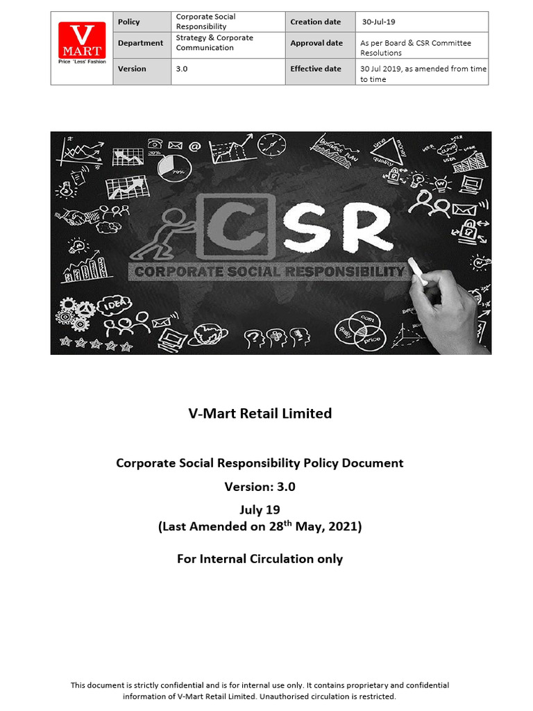 CSR Policy | PDF | Corporate Social Responsibility | Audit