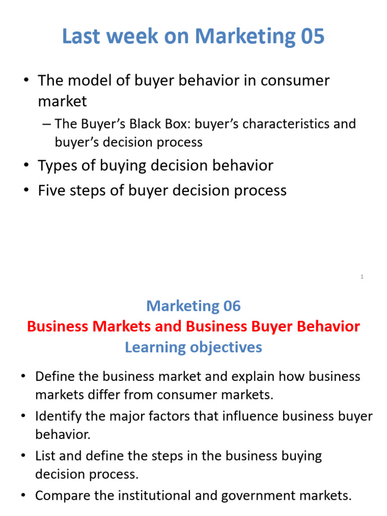 Marketing 06 Business Market | PDF | Consumer Behaviour | Marketing