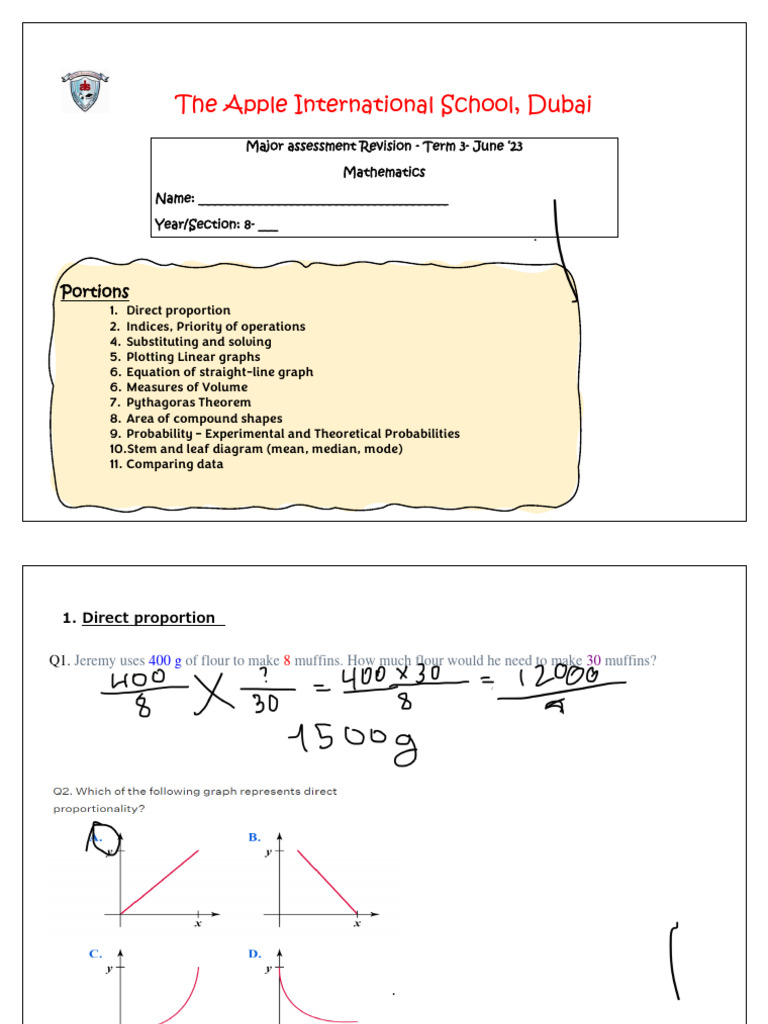Yr8 Math Revision Term 3 | PDF