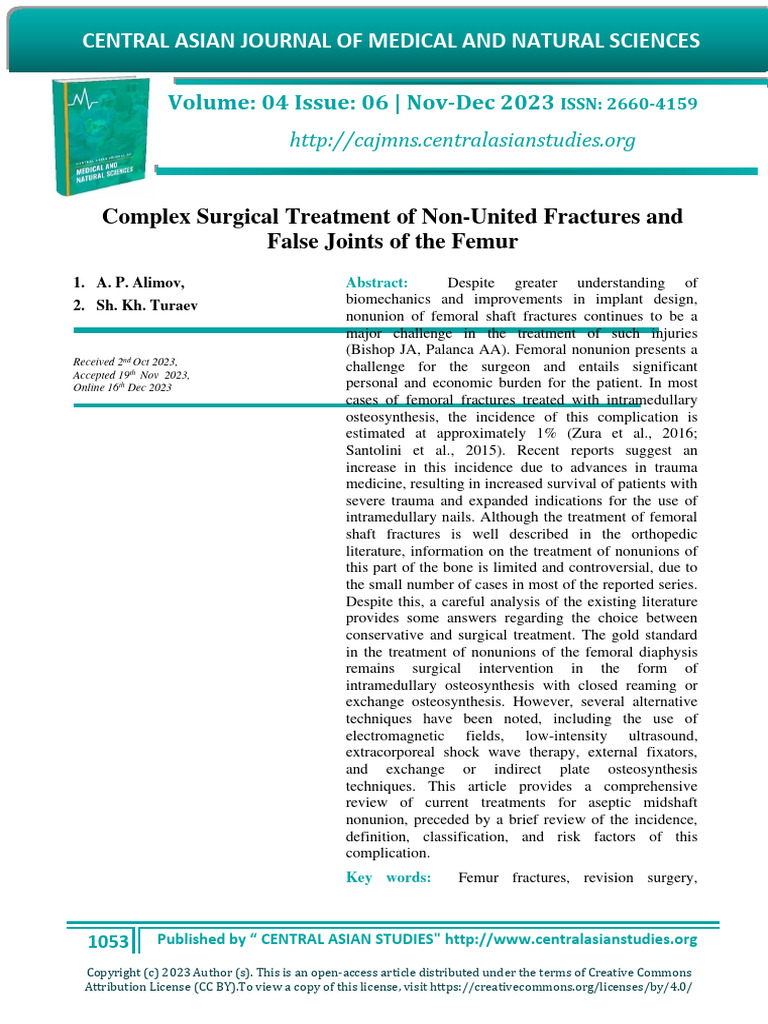 Complex Surgical Treatment of Non-United Fractures and False Joints of ...