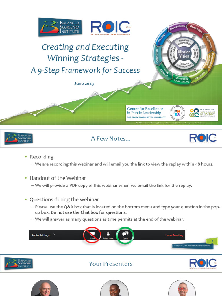 Creating and Executing Winning Strategies 9 Step Framework - Handouts | PDF