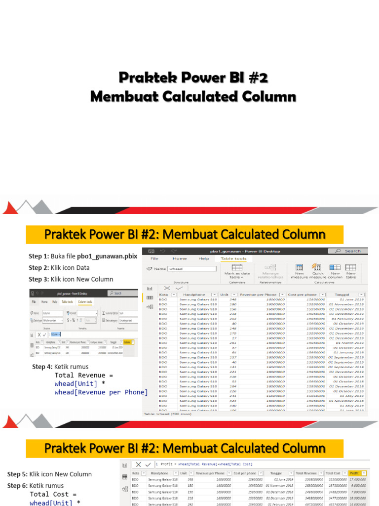 Materi Minggu 3-Power BI (Calculated Column Dan Multiple Sheet) | PDF