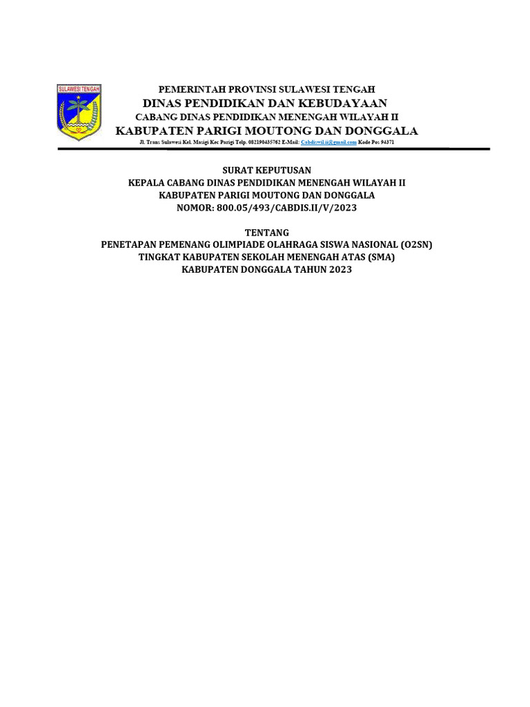 SK Pemenang O2sn Dan FLS2N | PDF