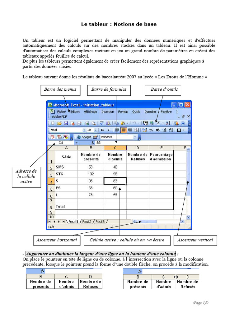 Le Tableur | PDF | Feuille de calcul | Curseur (interface)