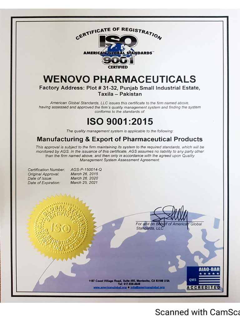 ISO Certificate 9001-2015 | PDF