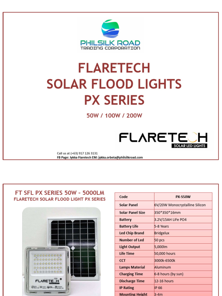 Flaretech Solar Flood Lights Overview | PDF | Solar Panel | Physical ...