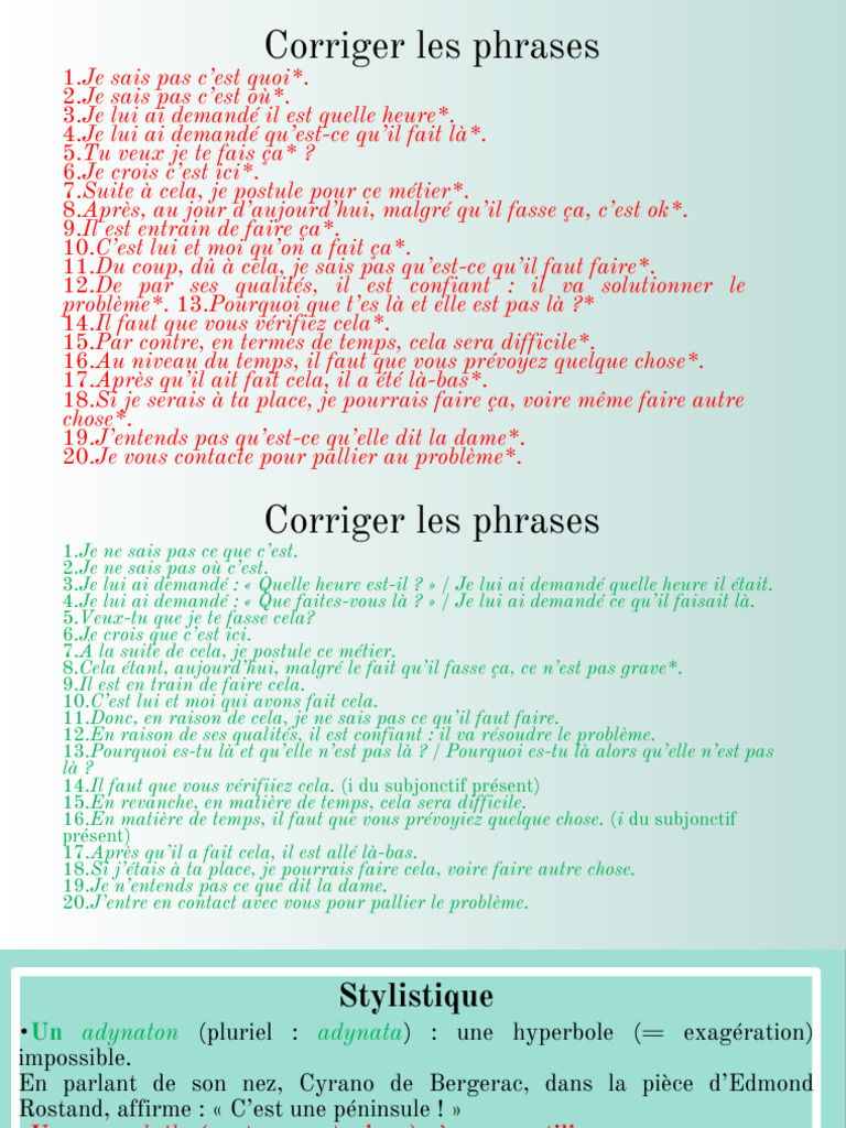 Correction de phrases courantes | PDF | Adverbe | Linguistique