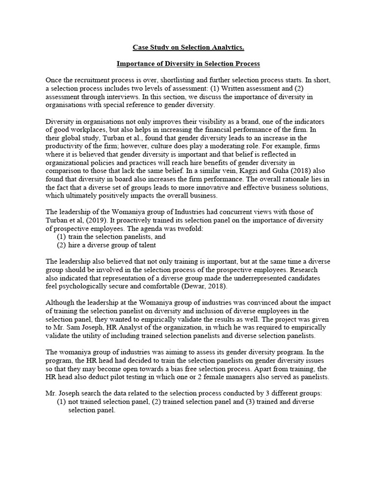 Case Study On Selection Analytics | PDF | Recruitment | Business