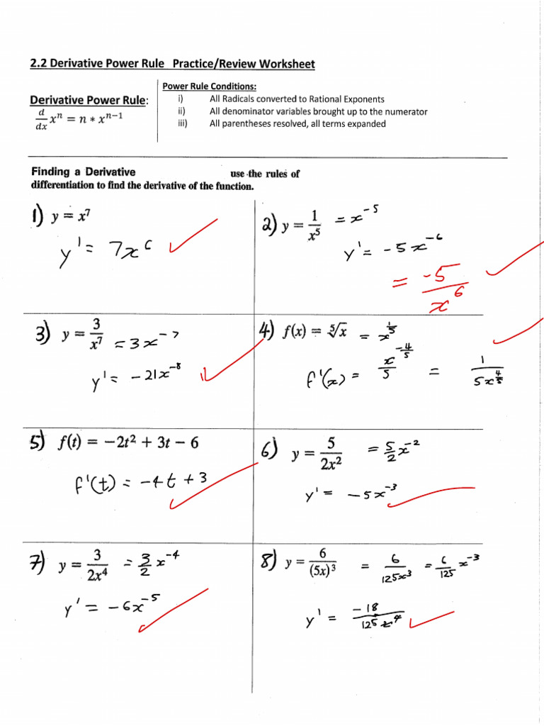 Y11 Differentiation Power - Rule - Practice - Worksheet 2 | PDF
