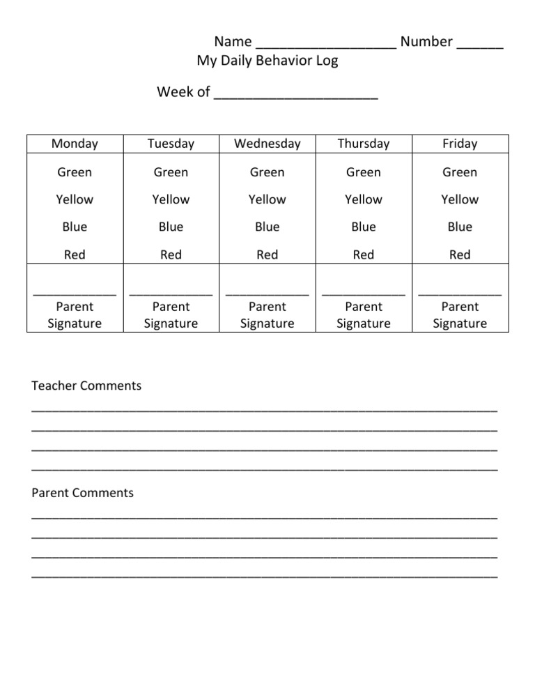 Daily Behavior Log Template | PDF | Self-Improvement