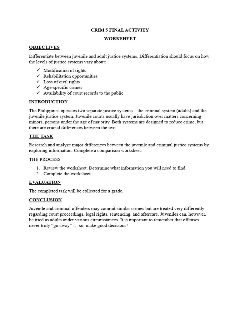 Final Activity | PDF | Juvenile Delinquency | Bail