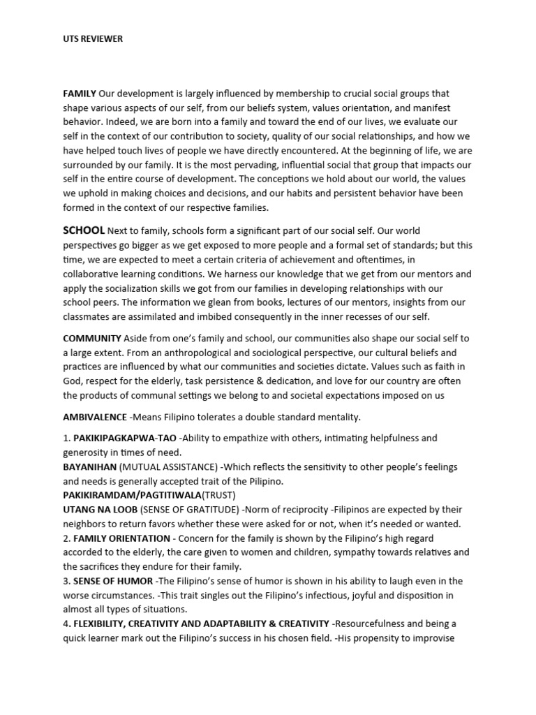 Uts Reviewer | PDF | Cognitive Development | Id