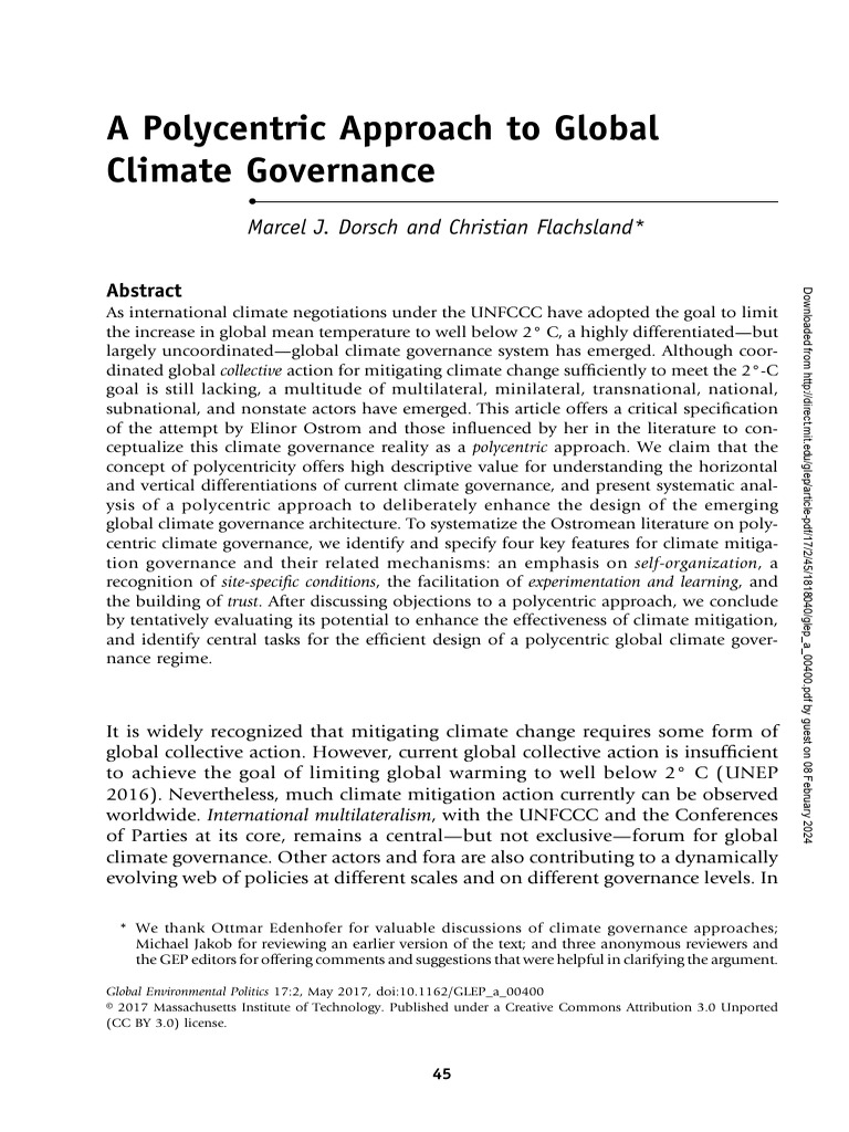 A Polycentric Approach To Climate Governance | PDF | Governance | Climate Change Mitigation