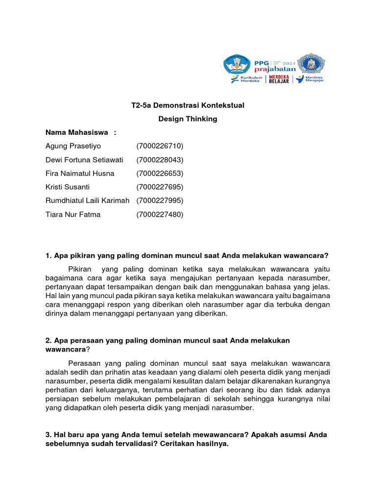 T2-5a Demonstrasi Kontekstual Design Thinking | PDF