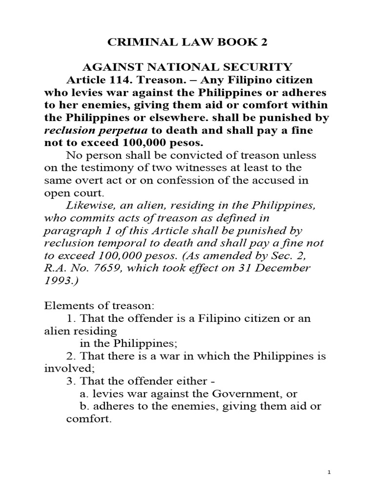 Module Criminal Law Book 2 | PDF | Treason | Search Warrant