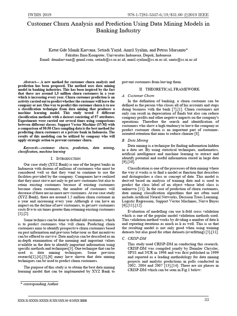 56 Customer Churn Analysis and Prediction Using Data Mining Models in ... 56 Customer Churn Analysis and Prediction Using Data Mining Models in ...
