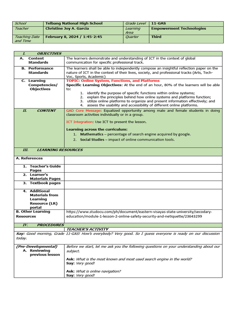 Online System, Functions, and Platforms | PDF | Application Software | Educational Technology